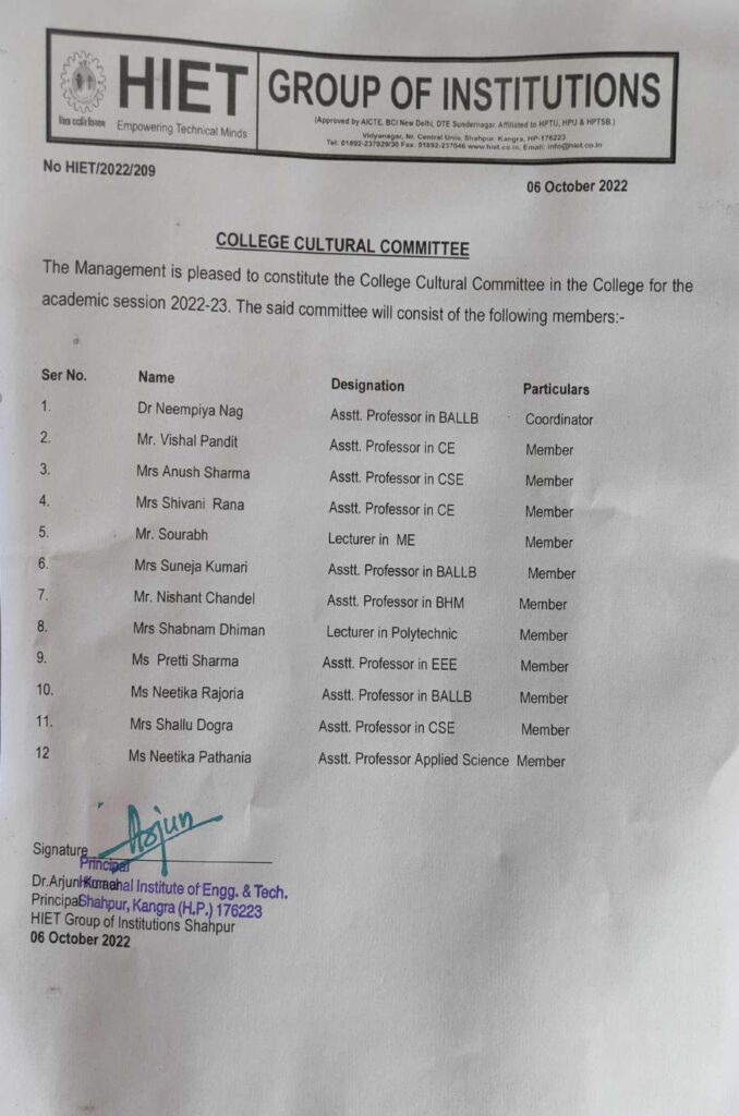 Management Updates - Hiet